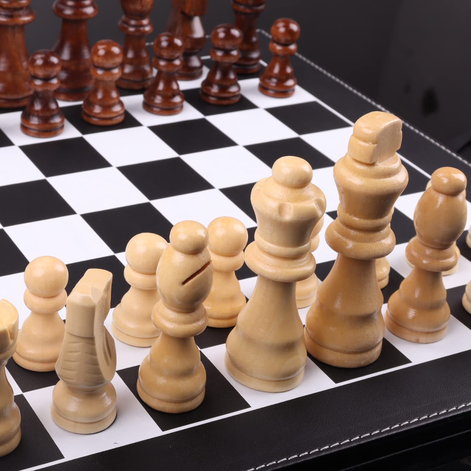ziphia Wooden Chess Pieces Only, 32 Pieses Standard Tournamen Staunton Wood Chessmen - 3.05 Inch King / Storage Bag / Gift Package Replacement of Missing Piece