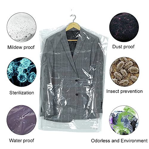 RINTATI 50 Pack 35.4inch Plastic Clear Dry Cleaning Hanging Lightweight Garment Clothes Cover Protector Bags for Closet Clothes Storage.