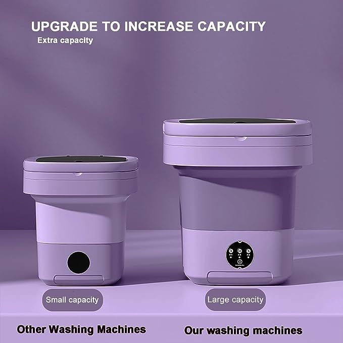 Boredbay Portable Washing Machine, 9L Large Capacity Small Washing Machine,Foldable Washing Machine with Spin-Dry Basket,Mini Washer (Purple)