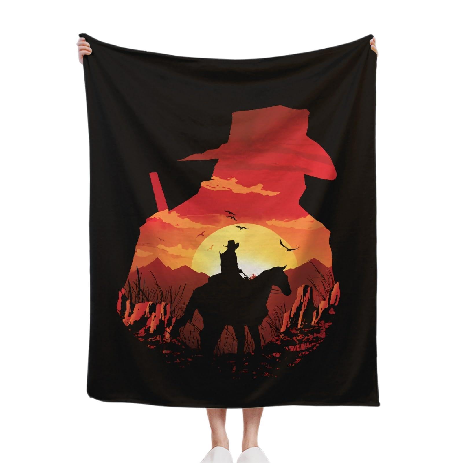 BEINECKE Dead Redemption 2 Blanket Super Soft Cozy Warm Fleece Throw Blanket Fluffy Plush Lightweight Bedding Quilts for All Season Bed Sofa Couch 60"x50" Medium for Boys Girls