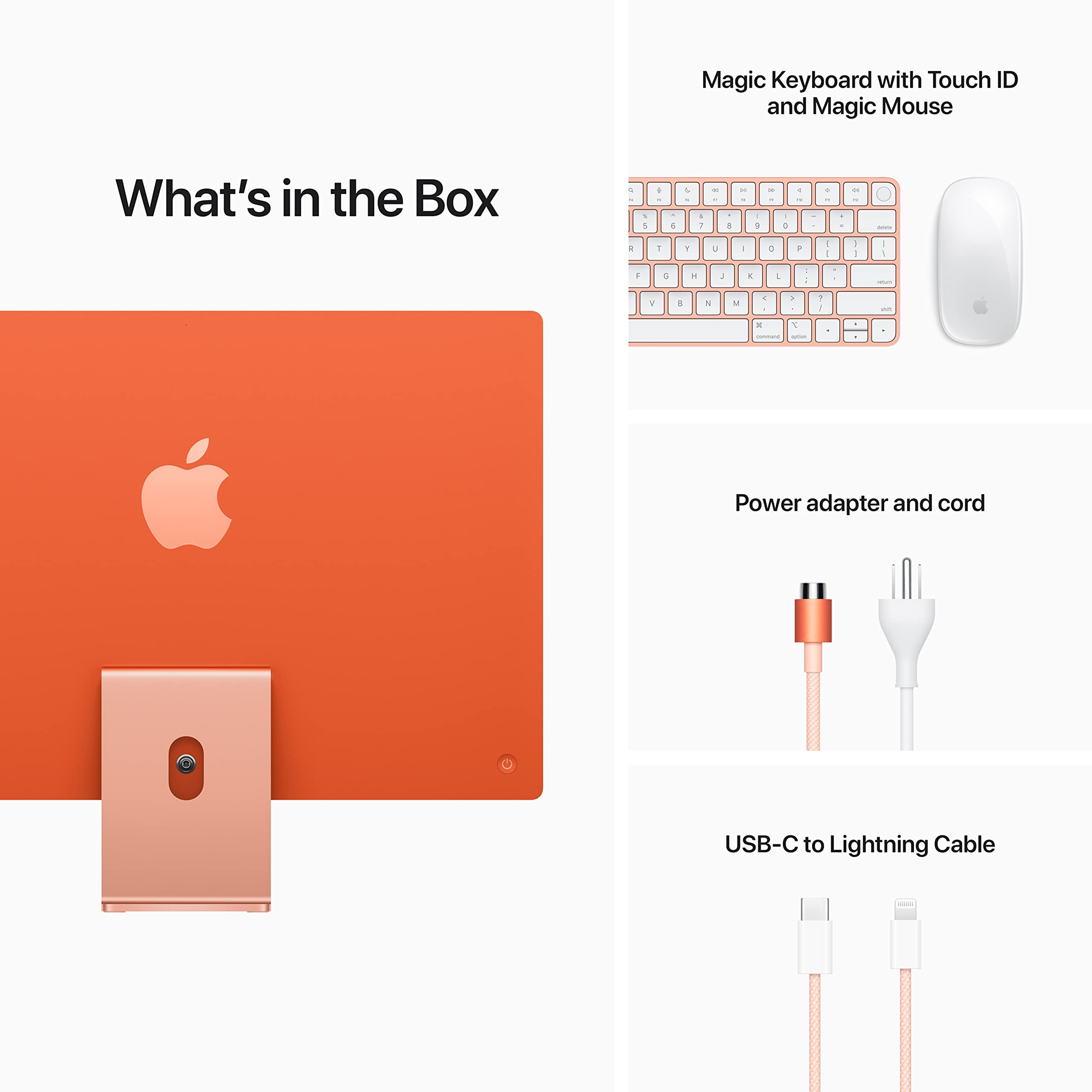 Apple 2021 iMac (24-inch, M1 chip with 8‑core CPU and 8‑core GPU, 8GB RAM, 256GB) - Orange with AppleCare+ (3 Years)