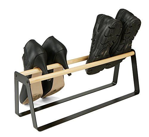 Mind Reader Shoe Rack, Slipper Rack, Shoe Organizer Stand for Heels and Sneakers, Black