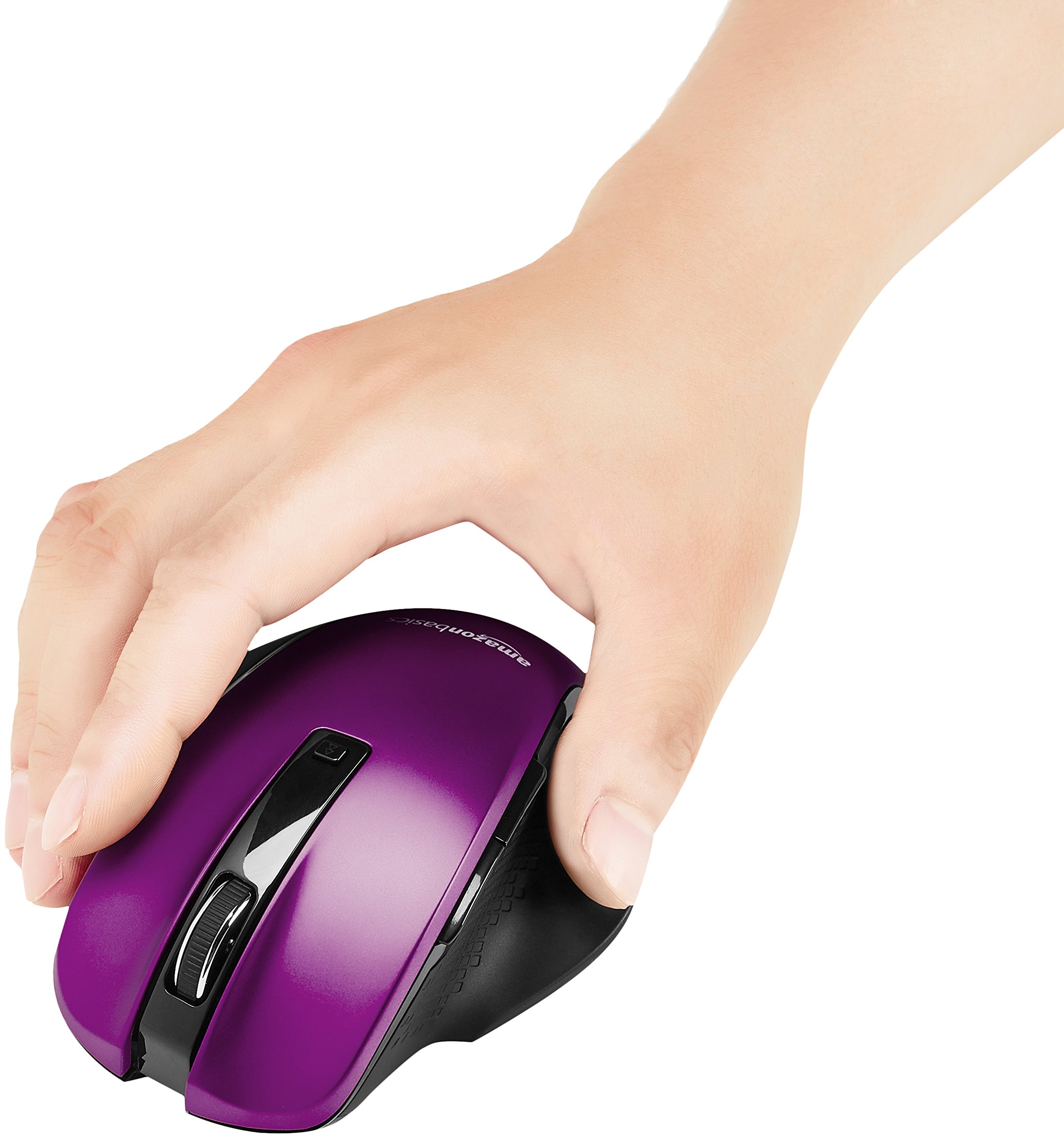 Amazon Basics Compact Ergonomic Wireless PC Mouse with Fast Scrolling – Purple
