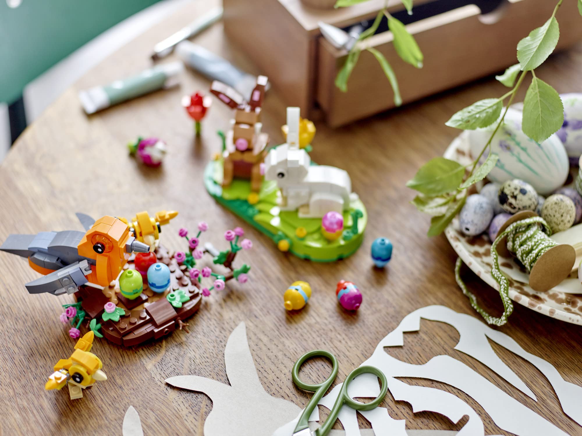 LEGO Easter Rabbits Display 40523 Building Toy Set, Includes Colorful Easter Eggs and Tulips, Easter Decorations
