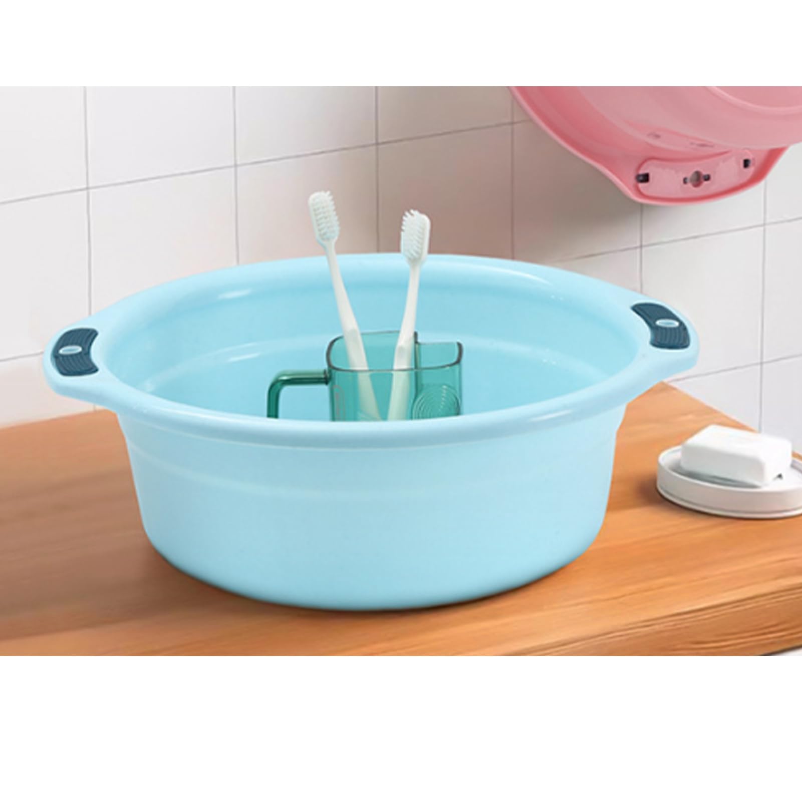 AUNMAS Large Capacity Thicken Plastic Basin for Home Dormitory with to Deformation and Extended Product Life for Washing Clothes Face Feet (L)