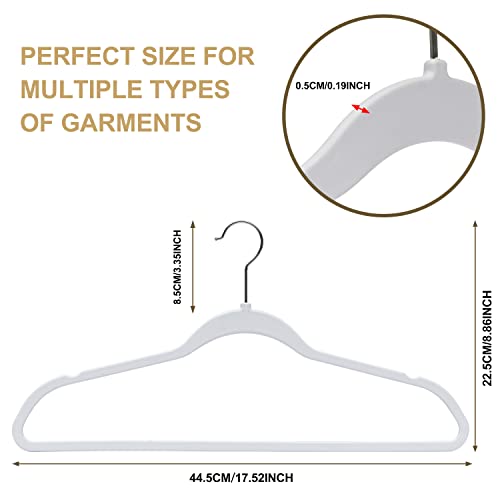 Quality Hangers 50 Pack Non-Velvet Plastic Hangers for Clothes - Heavy Duty Coat Hanger Set - Space-Saving Closet Hangers with Chrome Swivel Hook, Functional Non-Flocked Hangers - White