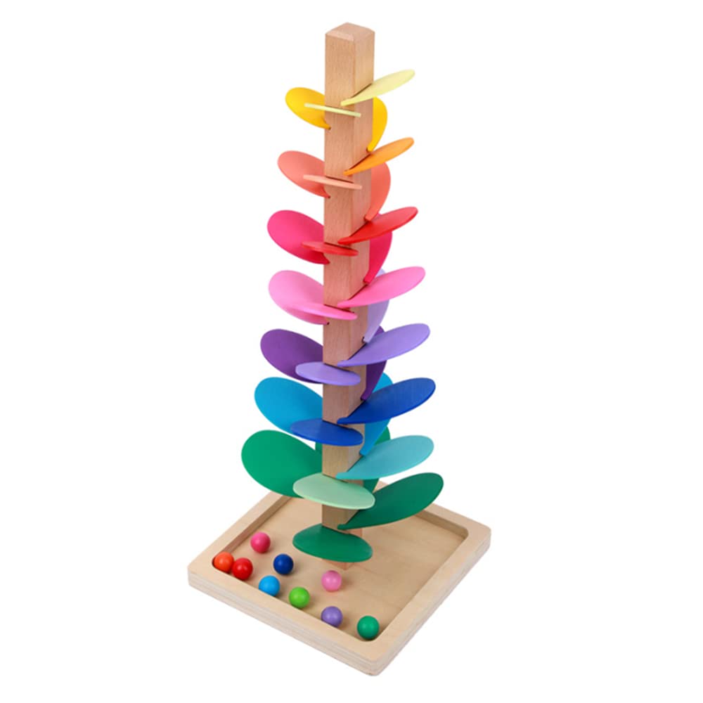 Anxus Wooden Toy Rainbow Singing Tree Marble Run Montessori Interactive Learning Toy for Kids Classroom or Home School Kids Room Toys Room Decoration Educational System Reward Gift (Large)