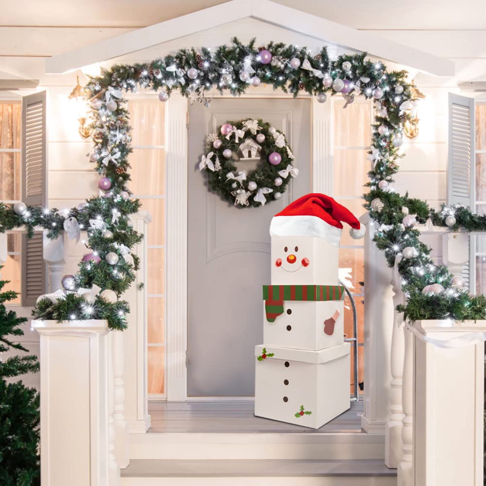 Christmas Gift Boxes with Lids Christmas Snowman Stacking Boxes Christmas Nesting Boxes Christmas Stackable Gift Box Holiday Winter Party Decor Ornaments Supplies