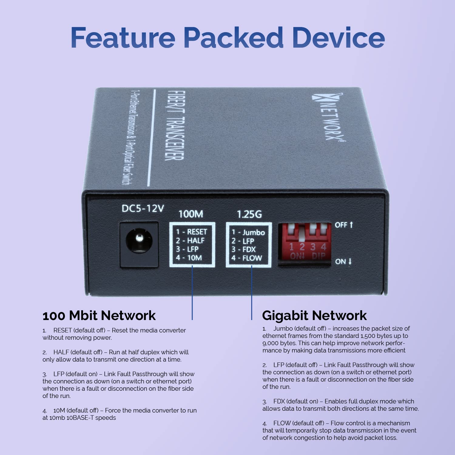 Gigabit Ethernet Fiber Media Converter - UTP to 1000Base-LX - ST Multimode, 5...