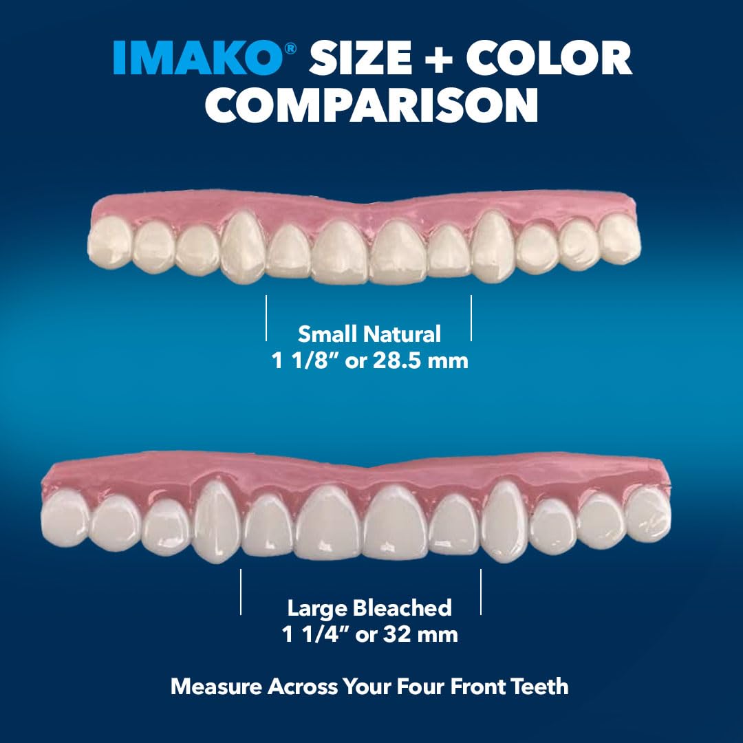 Imako Premium Cosmetic Teeth - 1 Pack - Small, Bleached White - Upper Veneers - Custom Fit at Home, DIY Smile Makeover - Made in USA