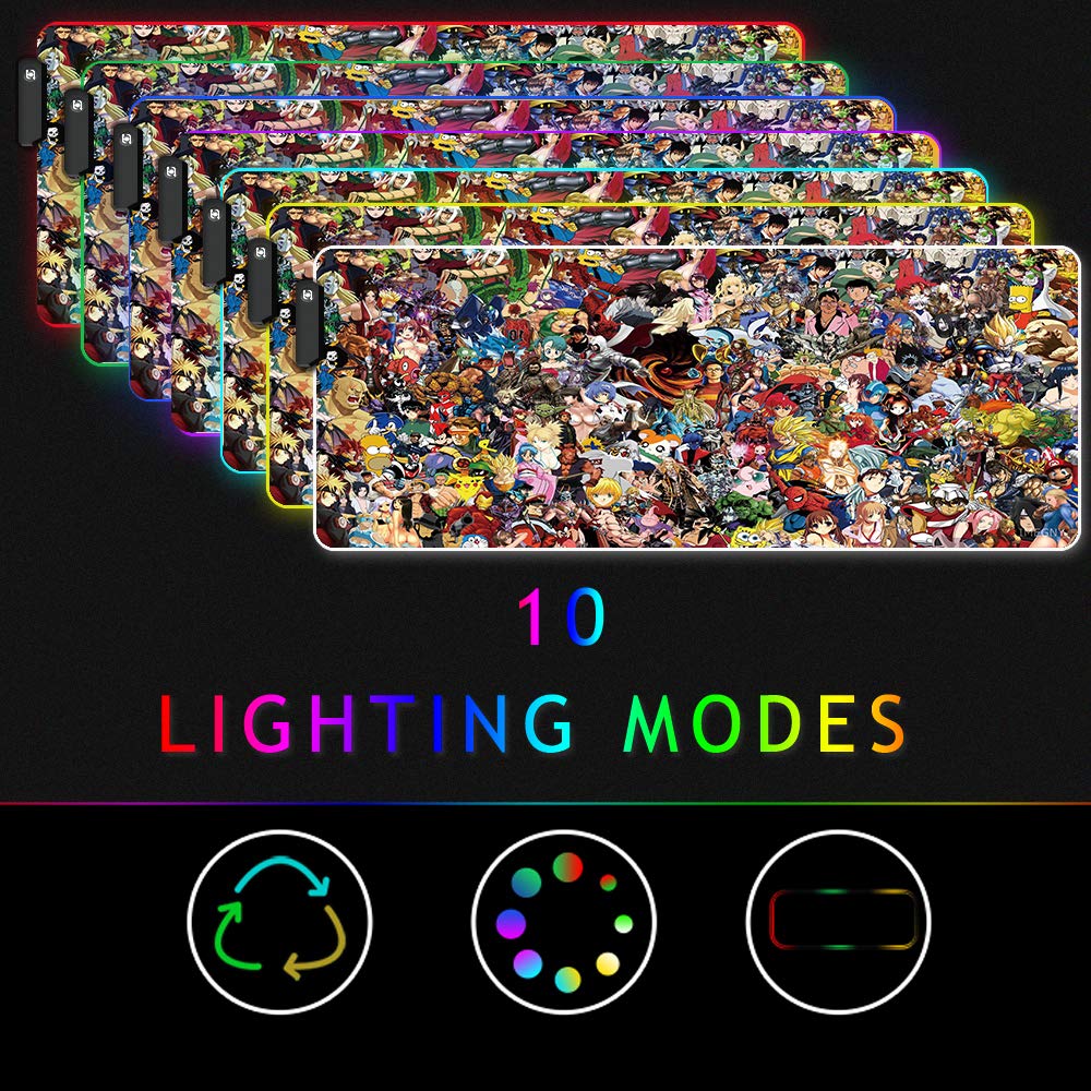 Imegny RGB Mouse Pad, Large Extended Soft Led Mouse Mat with Different Lighting Modes, 900 x 400mm / 35.4 * 15.7Inch (90x40 rgdajihe003)