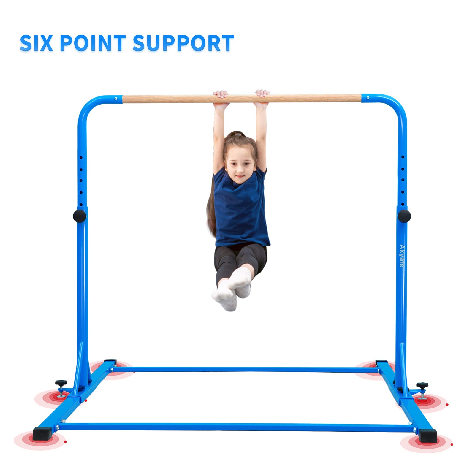 Akyate Gymnastics Bar, Expandable Gymnastics Kip Bar, Kip Training Bar for Home, Gymnastic Horizontal Bars (Blue)