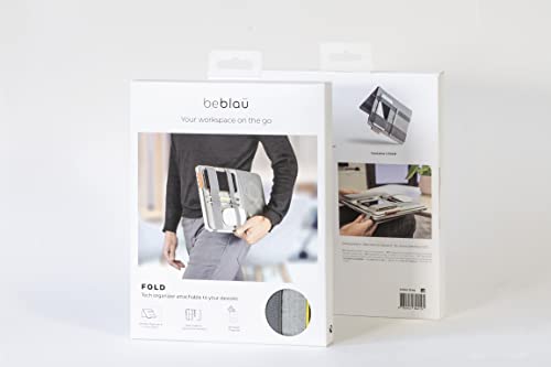 Beblau FOLD Portable Tech Organizer attachable to your Devices | Desktop Organizer Office, Home & School | Working from Home Solution | Laptop accessories Backpack Insert FATHERS GIFT| DARK