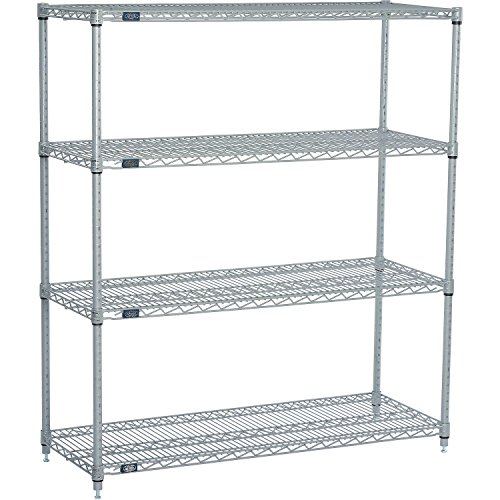 Nexel 24"" x 30"" x 86"", 4 Tier, NSF Listed Adjustable Wire Shelving, Unit Commercial Storage Rack, Silver Epoxy, Leveling feet (24308EP)