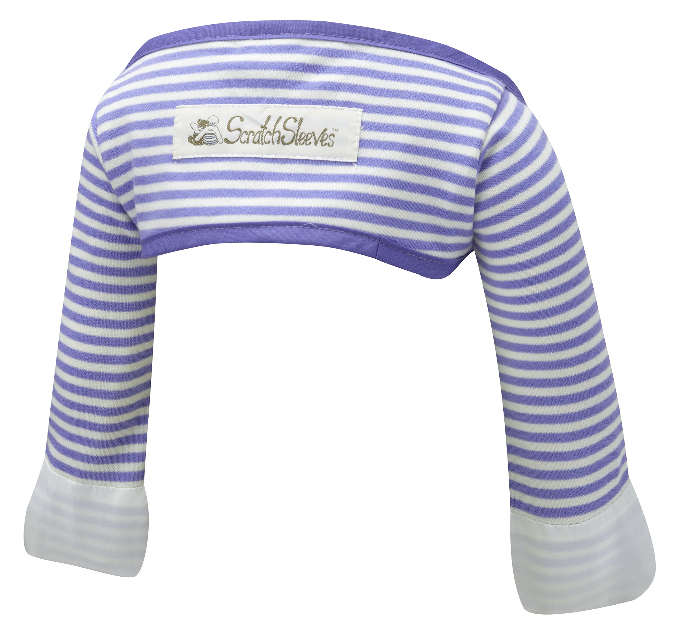 ScratchSleeves | Baby Boys' Stay-On Scratch Mitts | Stripes | Blue and Cream | 12-18m