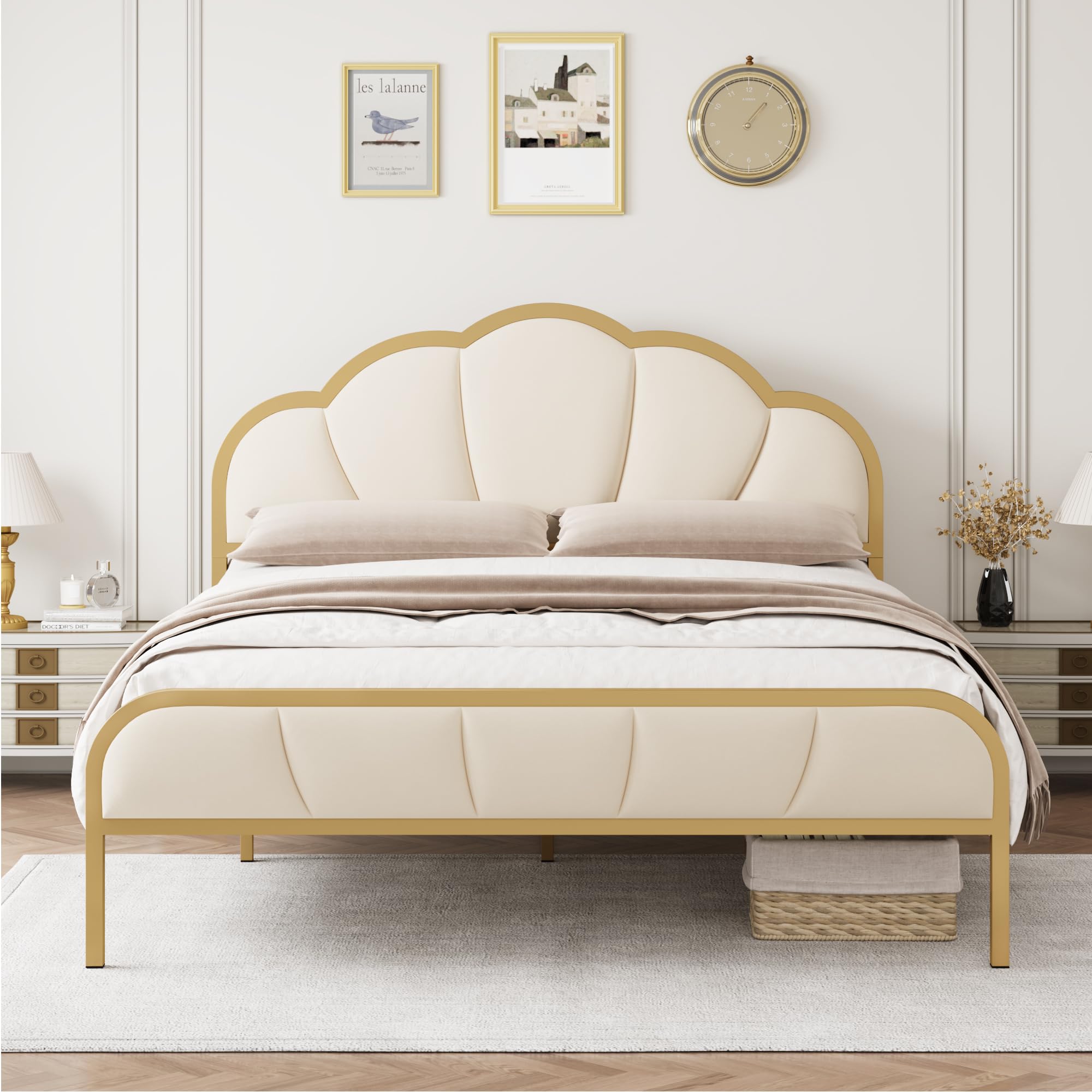 BOTLOG Full Bed Frame with Headboard, Platform Bed Frame Full Size with Wooden Slats Support, Easy Assembly, Noise-Free, No Box Spring Needed (Full)