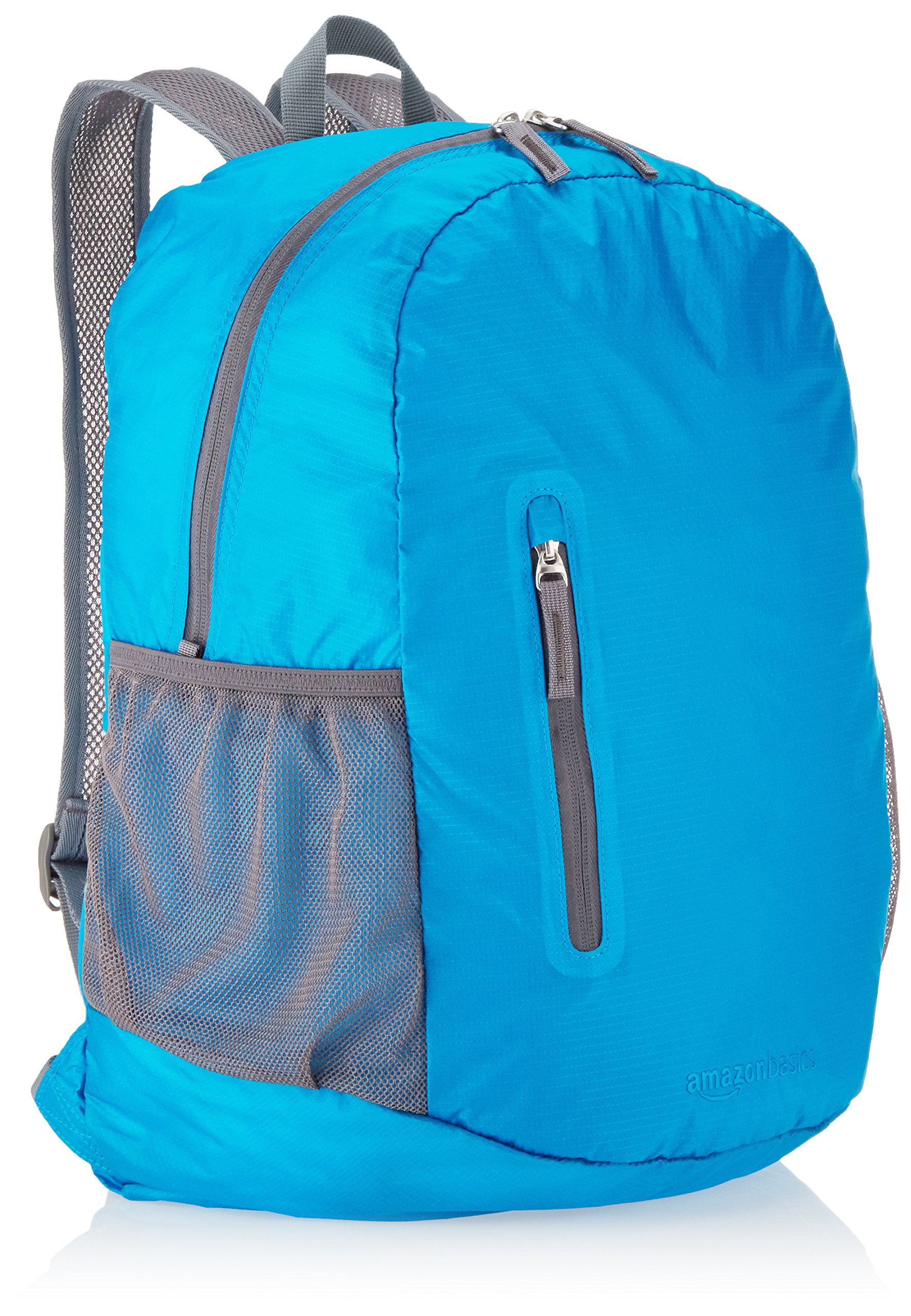 Amazon Basics Lightweight Packable Hiking Travel Day Pack Backpack - 17.5 x 17.5 x 11.5 Inches, 25 Liter, Light Blue