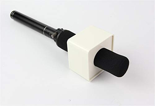 ABS Portable Square Cube Shaped Interview Mic Microphone Logo Flag Station Logo Superior Live Microphone DIY (White)