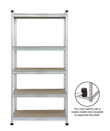 Amazon Basics Medium Duty Storage Shelving Double Post Press Board 5 tier Shelf, Aluminum, 36 x 18 x 72
