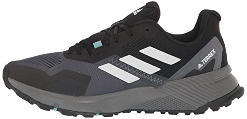 adidas Women's Terrex Soulstride Trail Running Shoes, Black/Crystal White/Mint Ton, 7.5
