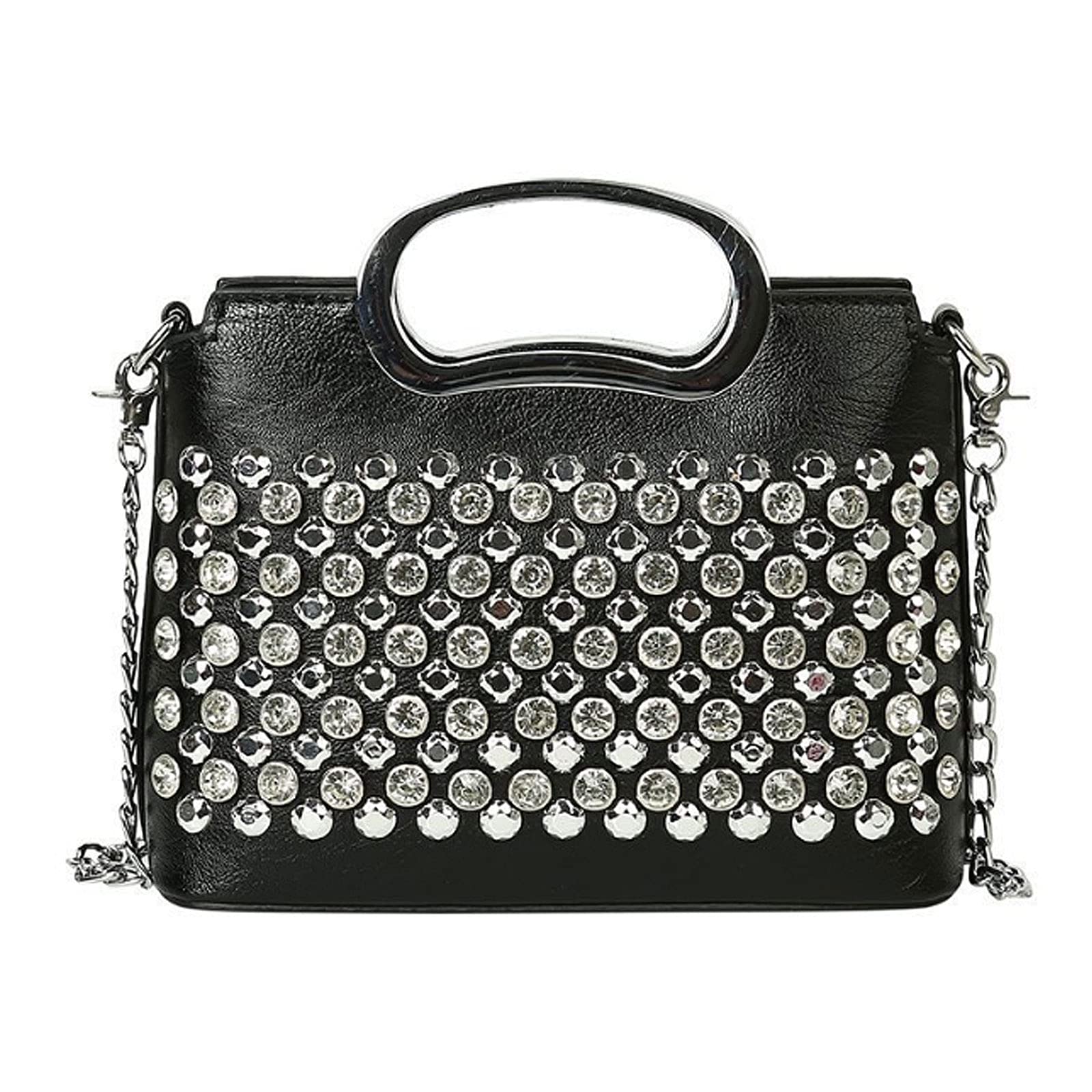 Heidi Women's Small Studs Rivet Crossbody Handbag Fashion Shell Shape Shoulder Messenger Bag (Black(style2))