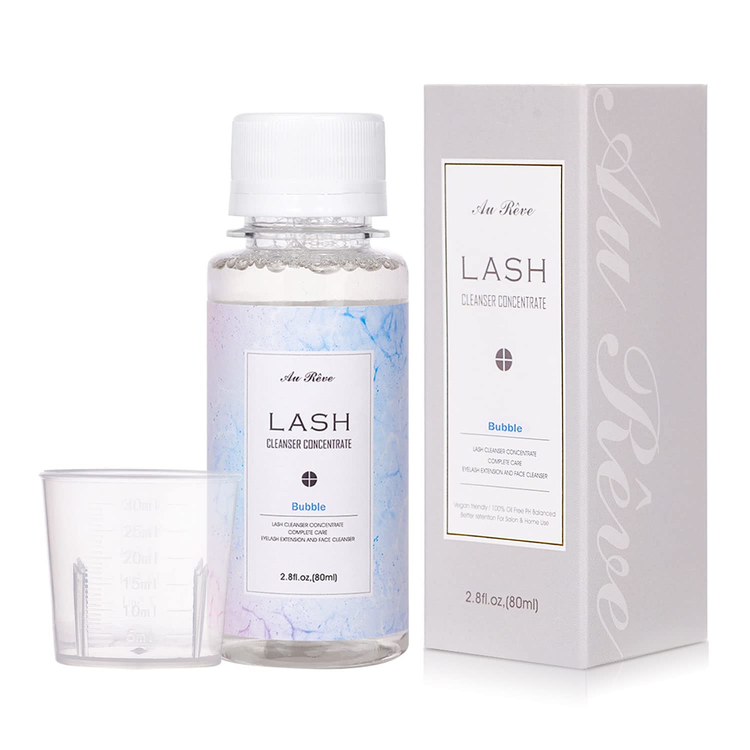 AuReve Lash Shampoo Concentrate 80ml Prolong Lash Cleanser Concentrate Foam Eyelash Extension Cleanser, Lash Concentrate for Lash Extensions Lash Cleaner Kit (Bubble Gum)