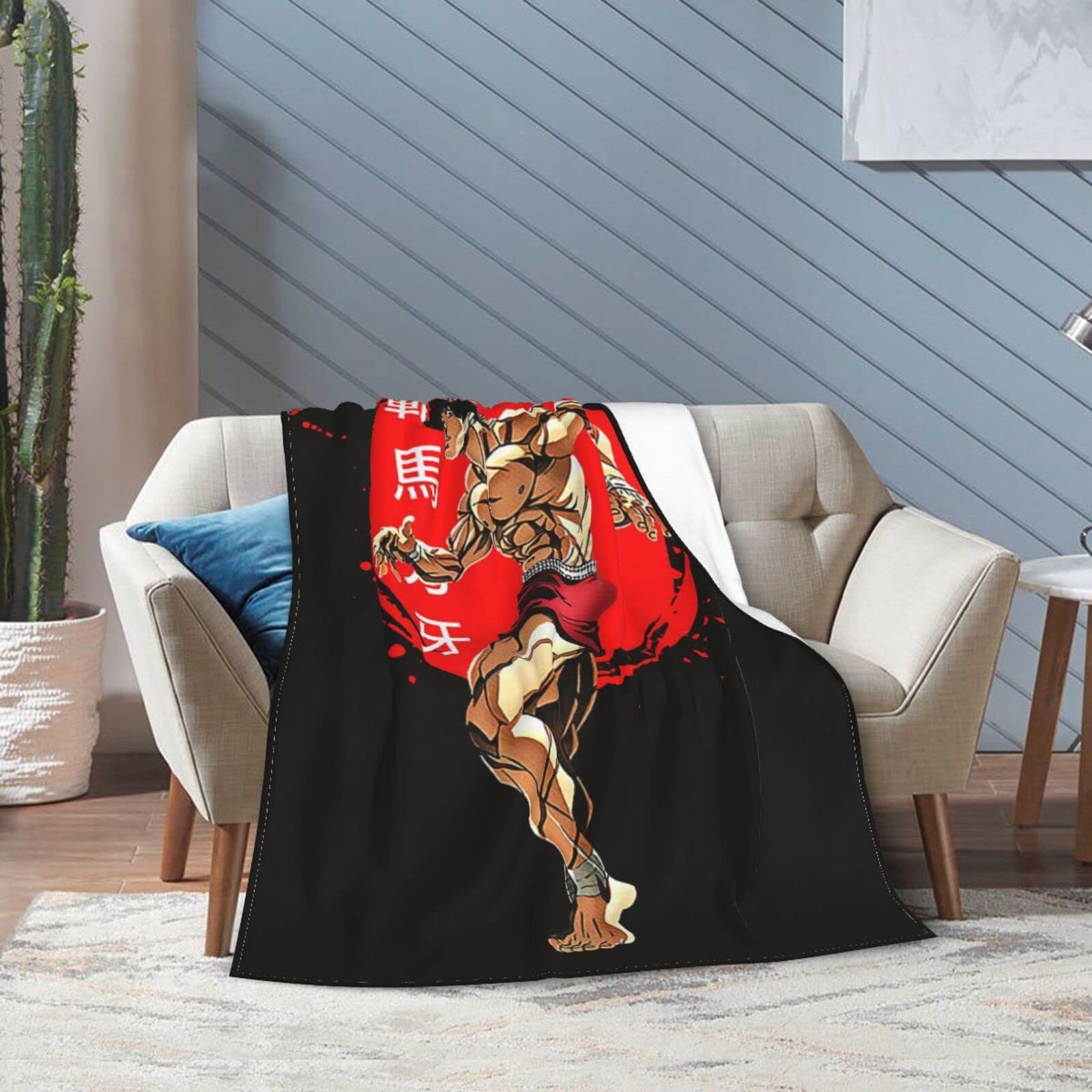 Anime Baki The Grappler Blanket Tapestry Sofa Office Bedroom Throw Blankets Super Soft Cozy Microfiber Blanket Bedding 40"X30"