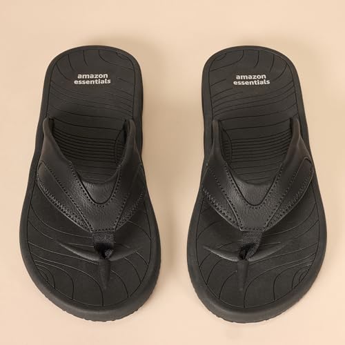 Amazon Essentials Men's Flip Flop Sandal, Black, 10