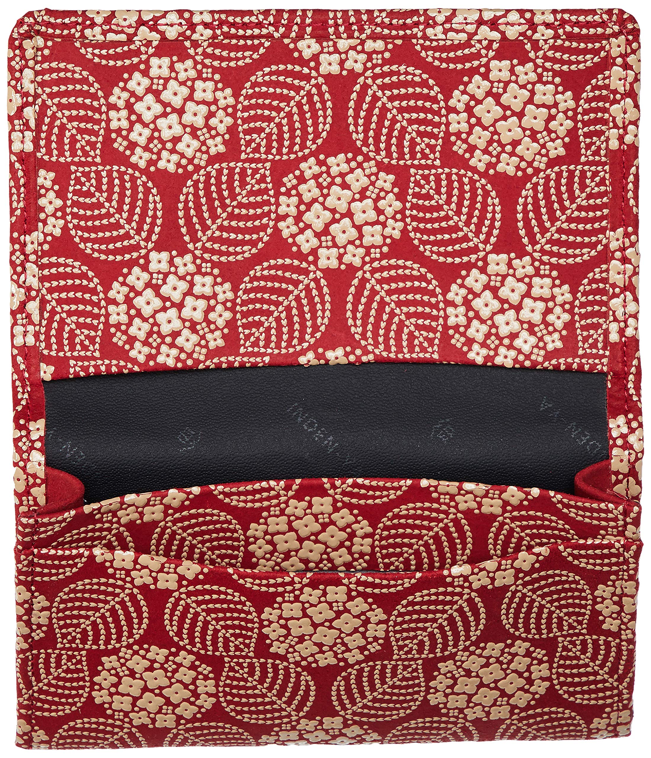INDEN-YA(インデンヤ) Indenya 2501-13174 Business Card Holder, Women's, Red Deer Leather x White Lacquer, Hydrangea Pattern 2501-13-174