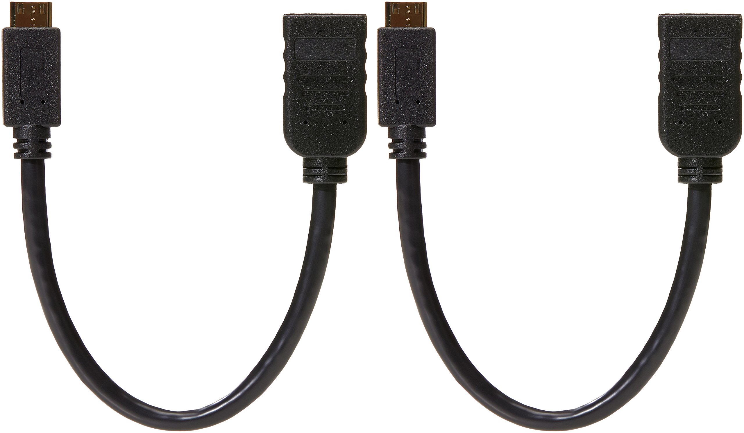 Amazon Basics Mini HDMI Male to HDMI Female Converter Adapter Cable - 6-Inch, 2-Pack, Black
