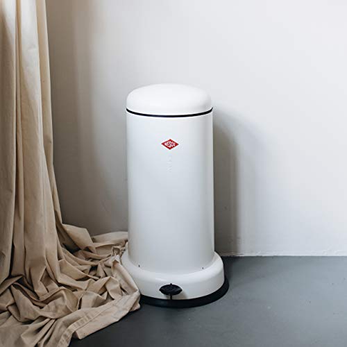 Wesco Baseboy Stainless Steel Waste Bin in Almond with a Volume of 20 litres - with Foot Pedal 38 x 38 x cm