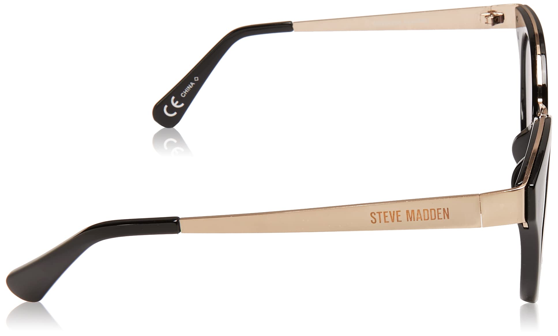 Steve Madden Women's Ellis Sunglasses Round Cateye, Black, 50mm