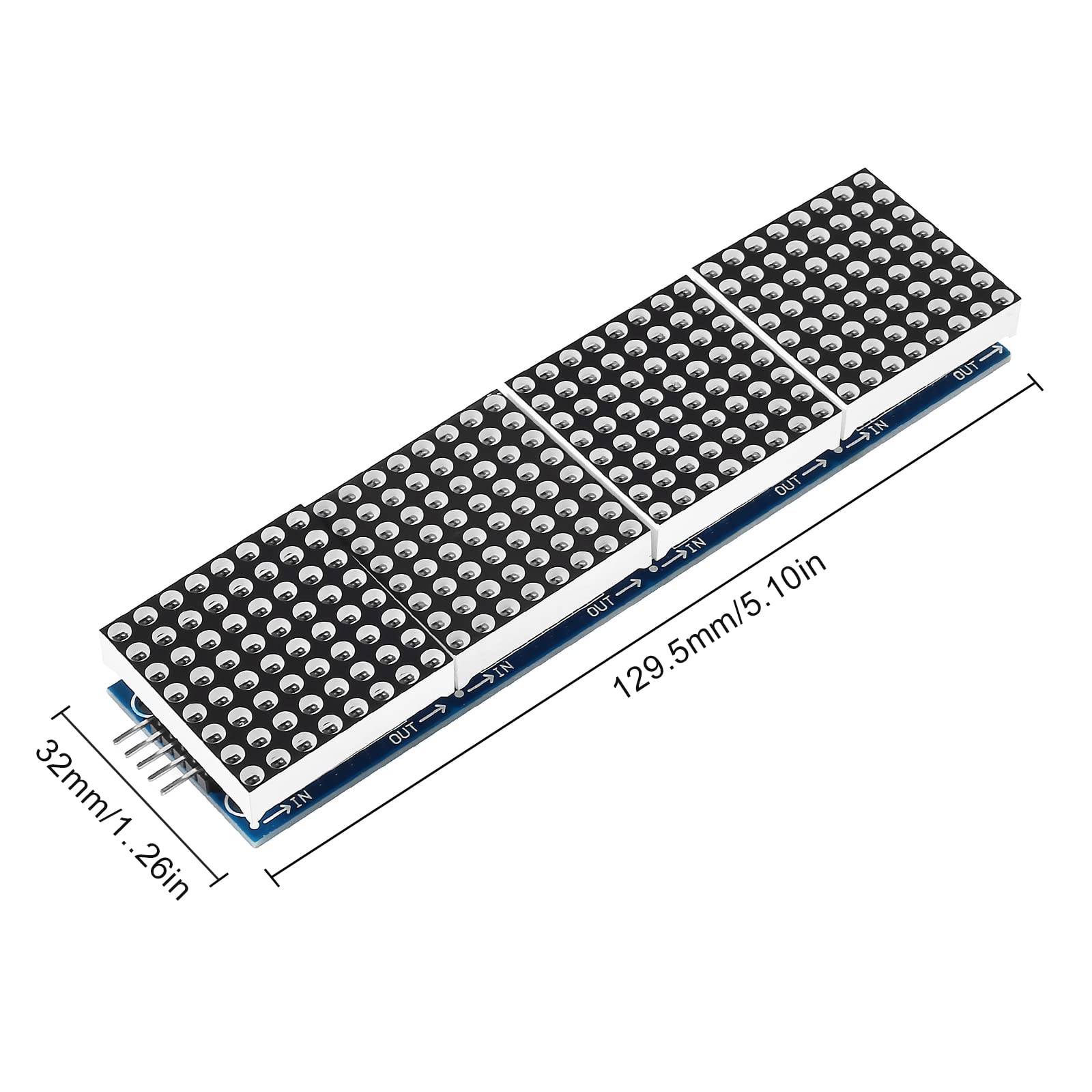 AOICRIE 2PCS MAX7219 Dot Matrix Module for Arduino Microcontroller 4 in 1 Display with 5pin Line for Arduino for Raspberry Pi (Red)