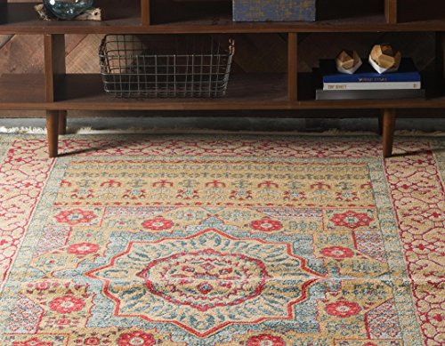 Unique Loom Palace Collection Area Rug - Saray (2' x 3' 1" Rectangle, Light Blue/ Red)