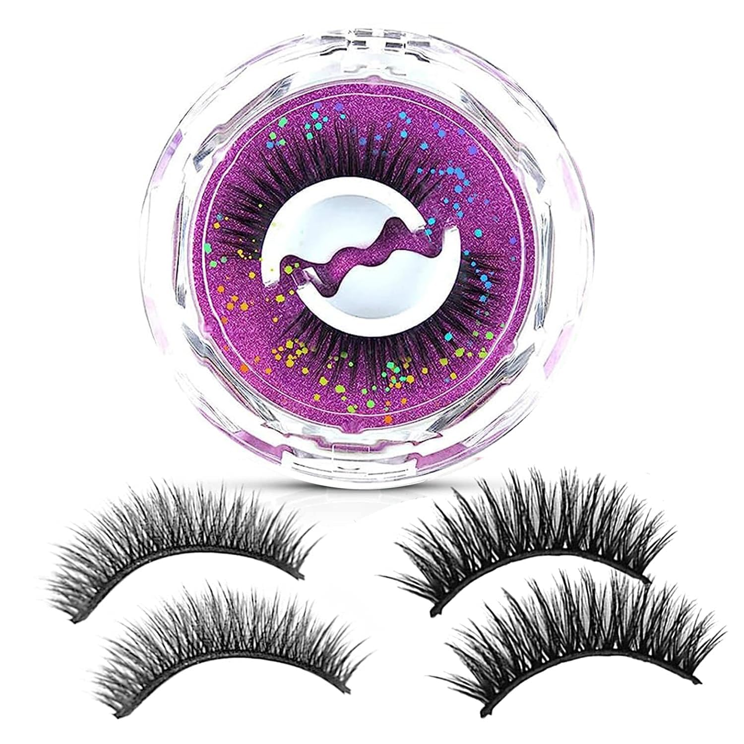 ASHEPANX Self Adhesive Eyelashes, Reusable Adhesive Eyelashes, Self Adhesive Eyelashes Reusable Self Sticking, Reusable Adhesive Eyelashes Natural Look, No Glue Eyelashes (2-Pairs)