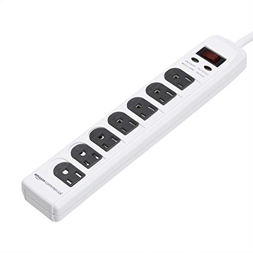 AmazonCommercial Power Strip Surge Protector, 1 PACK, White