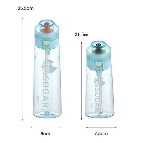 ECENUR Sports Air Water Bottle Free Tristan 650ml Starter up Set Drinking Bottles with 7 flavour pods Scented For Flavouring 0 Sugar, 0 Calorie (Blue)