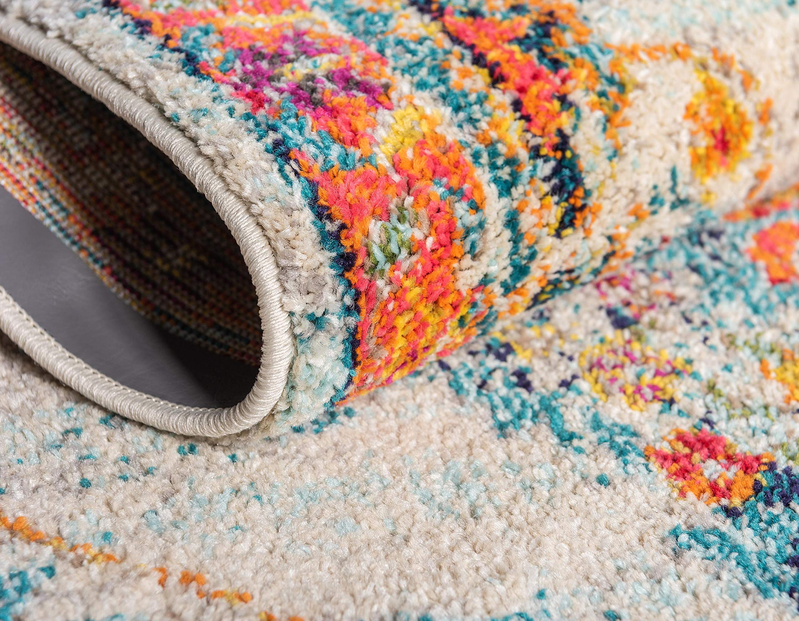 Unique Loom Penrose Collection Area Rug - Alexis (5' 1" x 8' Rectangle, Ivory/ Blue)