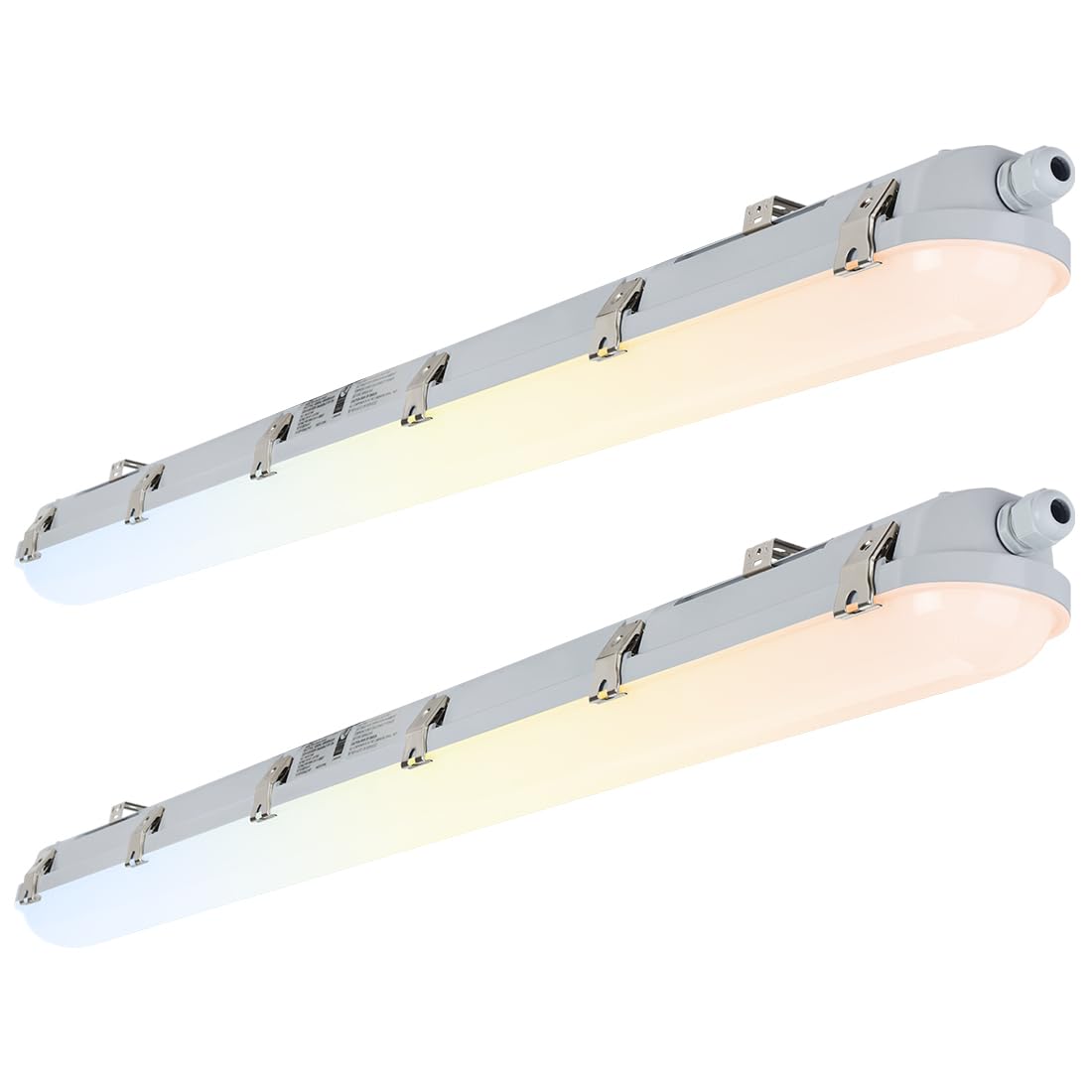 Bekada 4FT LED Vapor Tight Light 60W/50W/40W Selectable, 3500K/4000K/5000K Dimmable Vapor Proof Fixtures, 7800LM IP65 Waterproof LED Shop Light for Garage, Warehouse, 100-277V, UL Listed 2 Pack