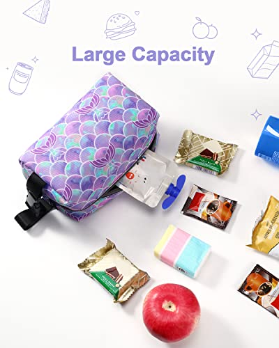 Amersun Freezable Small Cooler Bag(Built-in Ice Packs, TSA Approved), Insulated Lunch Bag for Child, Reusable Snack Bags for Kids, Portable Mini Cooler Bag with Adjustable Handle (Mermaid)
