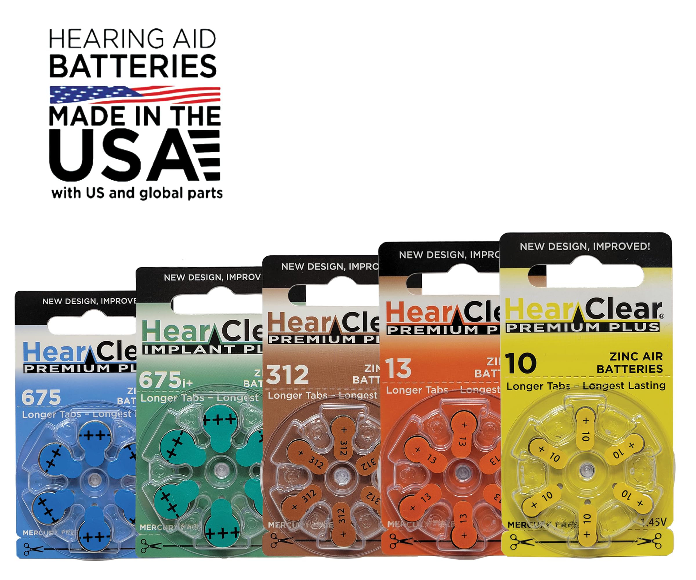 Hear Clear Size 675P Cochlear Implant Hearing Aid Batteries (60 Pack) + Battery Holder Keychain