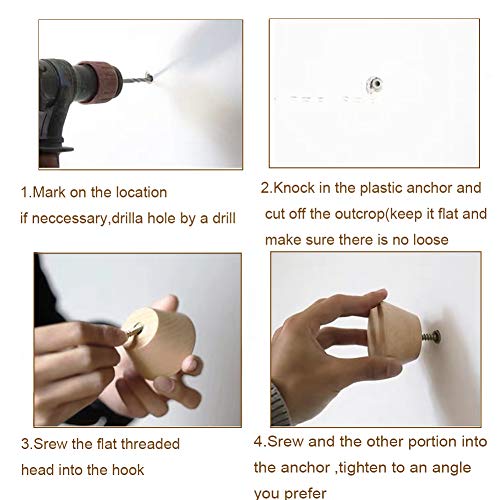 Wooden Coat Hook Dot Round Hangers, 5 Pack Natural Wall Mounted Clothes Scarf Hat and Bag Storage Hangers Towel Rack Bedroom Decoration, (2 Pack Large Size,3 Pack Small Size)
