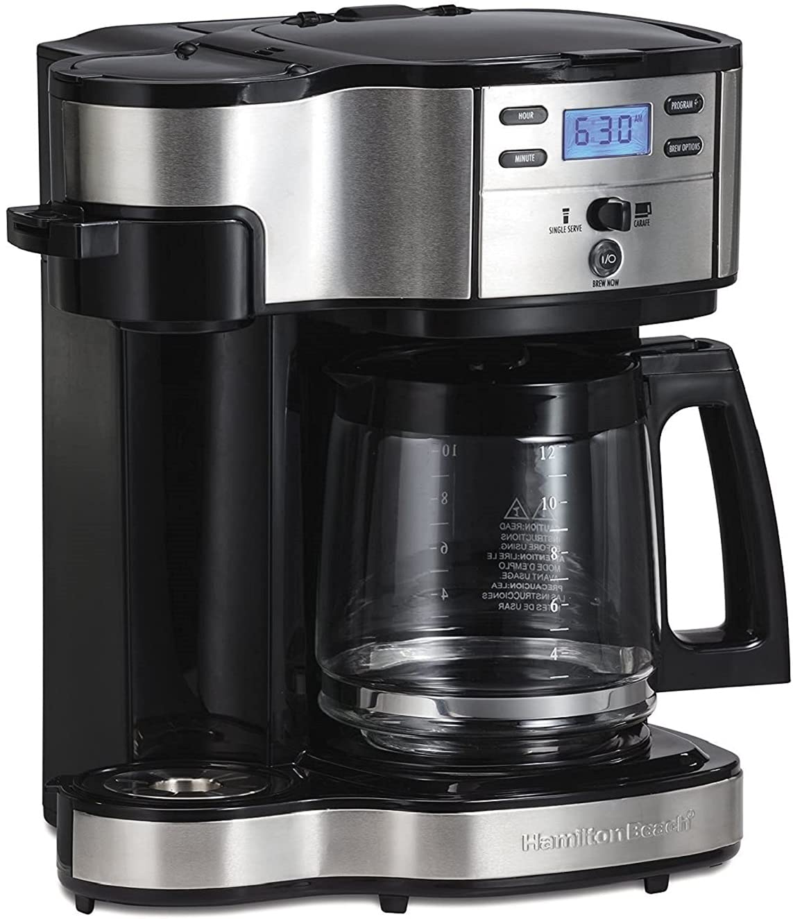 Hamilton Beach 2-Way Brewer Coffee Maker, Single-Serve and 12-Cup Pot, Stainless Steel (49980A), Carafe & 2 Slice Extra Wide Slot Toaster with Shade Selector, Toast Boost, Auto Shutoff, Black (22633)