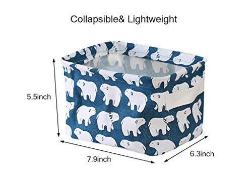 Rainbow-Lee Small Canvas Storage Bins, Mini Cute Foldable Fabric Storage Basket Box, Toy Organizer Hamper for Baby,Kids,Pets,Office, Makeup, Keys,Shelves,Desk,Liitle Items 4 Pack(Animal)
