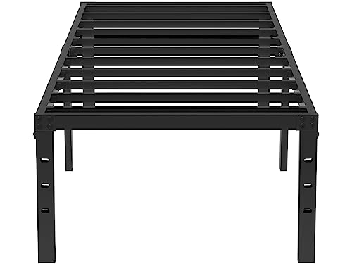 QEROMY 18-Inch Twin-Bed-Frame, Metal Platform Bed Frame Twin, Quick & Easy Assembly, Heavy Duty Bed Frame No Box Spring Needed, Noise-Free, Black
