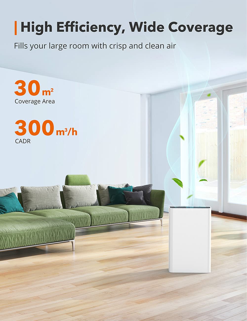 HEPA H13 Air Purifier for Home, Allergies Smoke Pollen Pets, Home Air Cleaner Filtration System, Odors Dust, Sleep Mode Timer Auto Mode