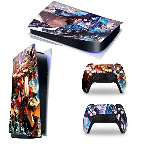 Anime Shooter Game PS5 Digital Edition Whole Body Vinyl Skin Sticker Decal Cover for Playstation 5 Digital Edition System Console and Controllers