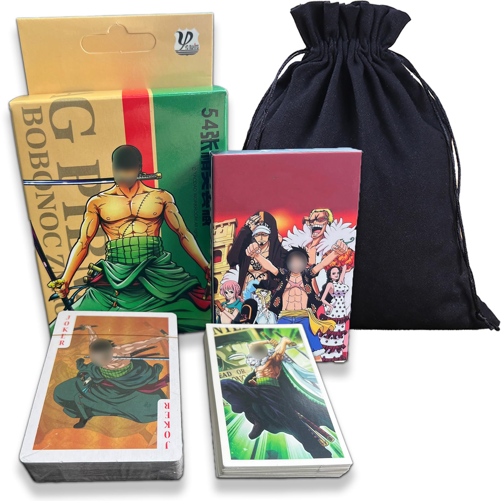 Anime-Inspired Playing Card Set with Stunning Images from Multiple Popular Series - Includes Bonus Collectible Character Cards and Sleek Black Storage Bag (HZ-005)…