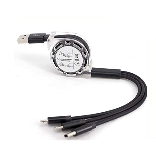 BoxWave Cable Compatible with ID Scan IDWare 9000 Plus - AllCharge miniSync, Retractable, Portable USB Cable - Jet Black