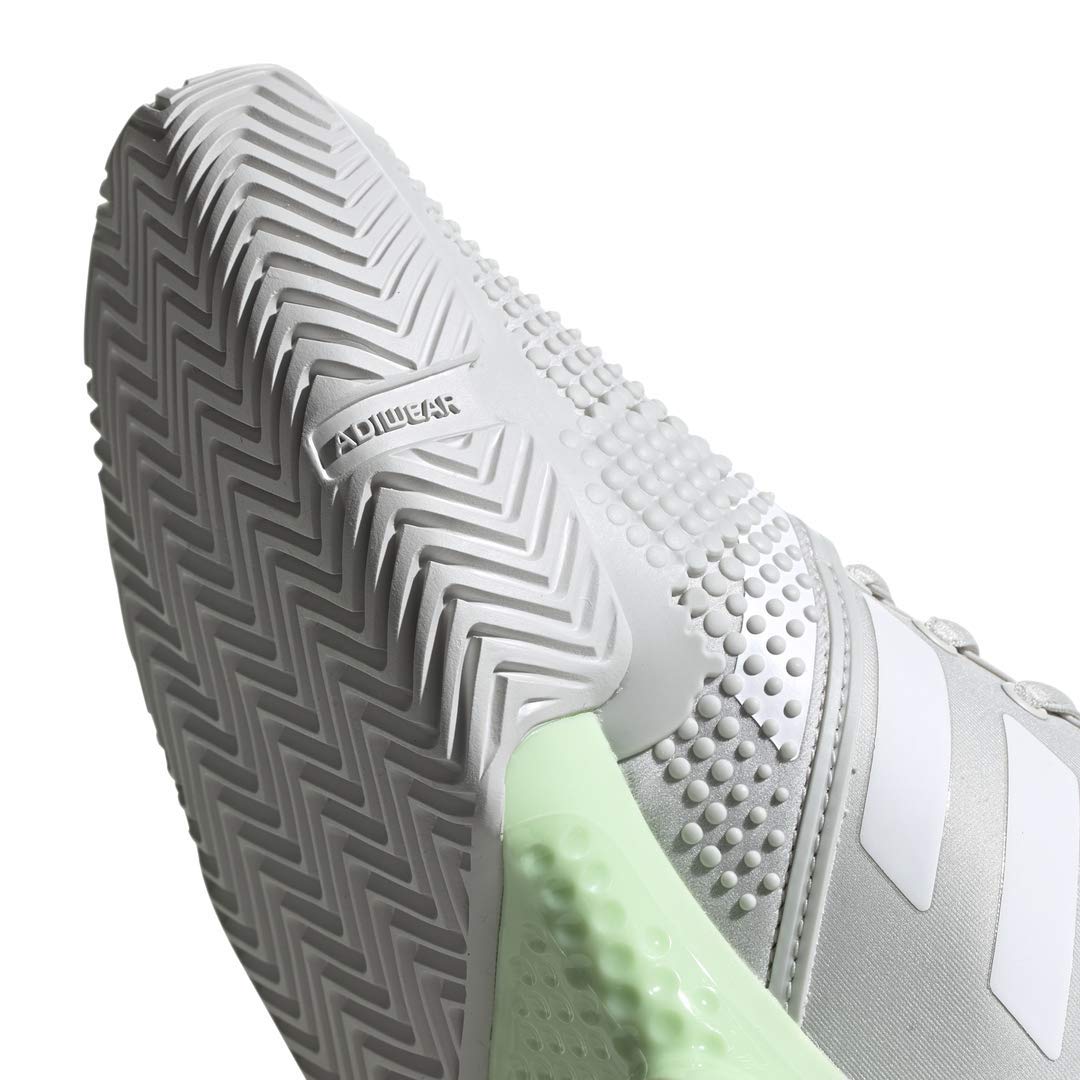 adidas Women's SoleCourt Boost Tennis Shoe, Glow Green/White/Grey, 11 M US